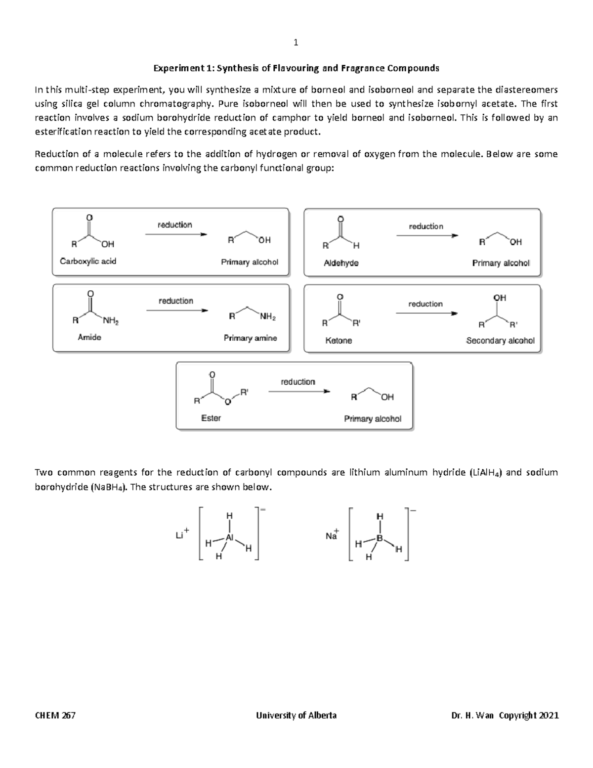 Chem 267 Experiment 1 - Synthesis of Flavouring and Fragrance Compounds ...