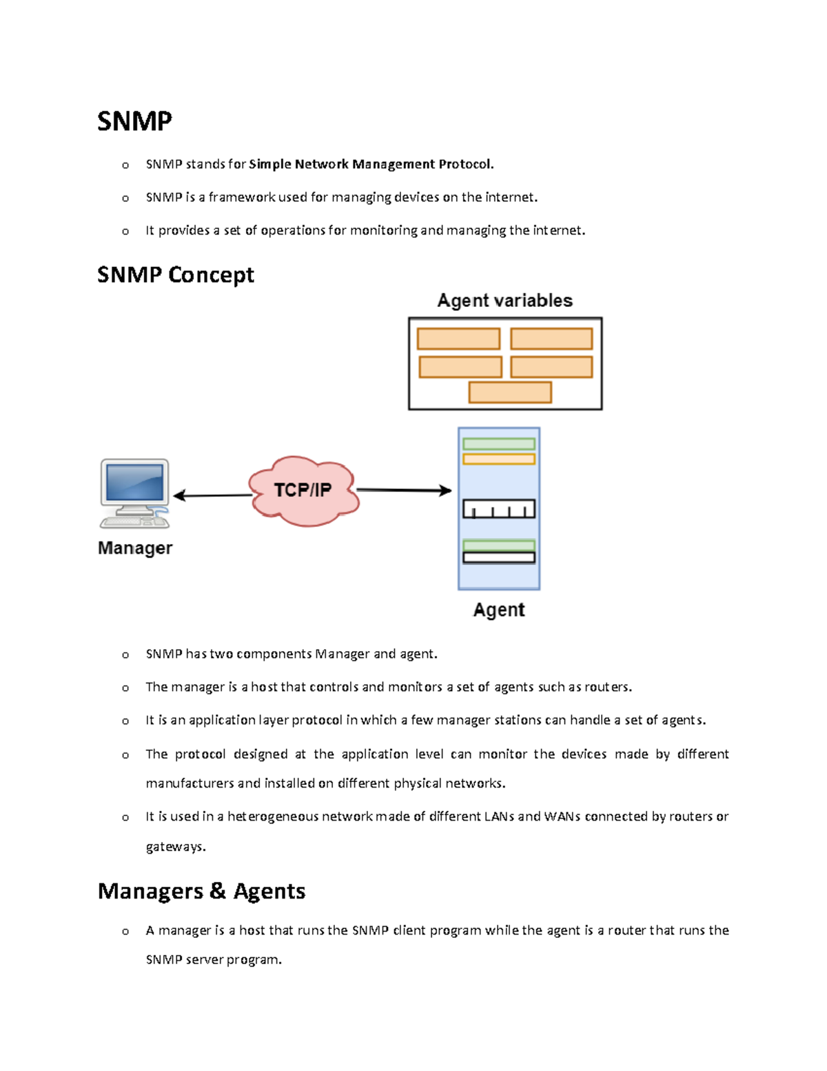 SNMP - Describe about snmp, it's management components - SNMP o SNMP ...