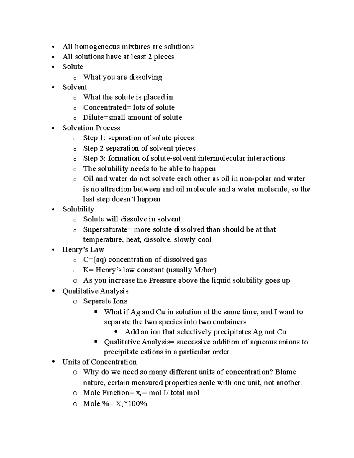 Solutions And Solvation Process All Homogeneous Mixtures Are