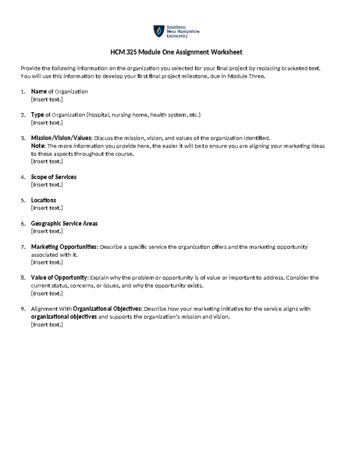 HCM 325 Module One Assignment Worksheet - HCM 325 Module One Assignment ...