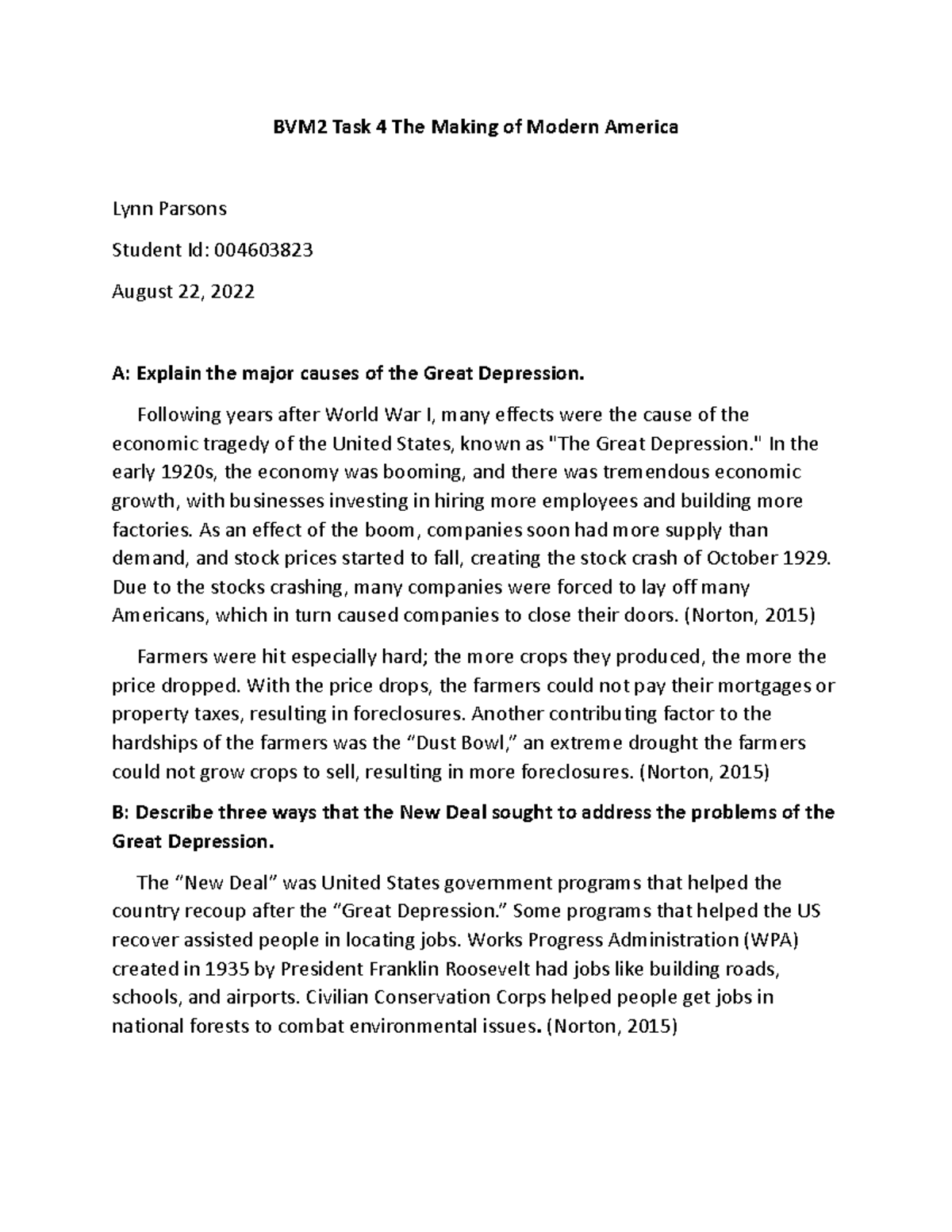 BVM2 Task 4 082222 - pass 1 st try - BVM2 Task 4 The Making of Modern ...