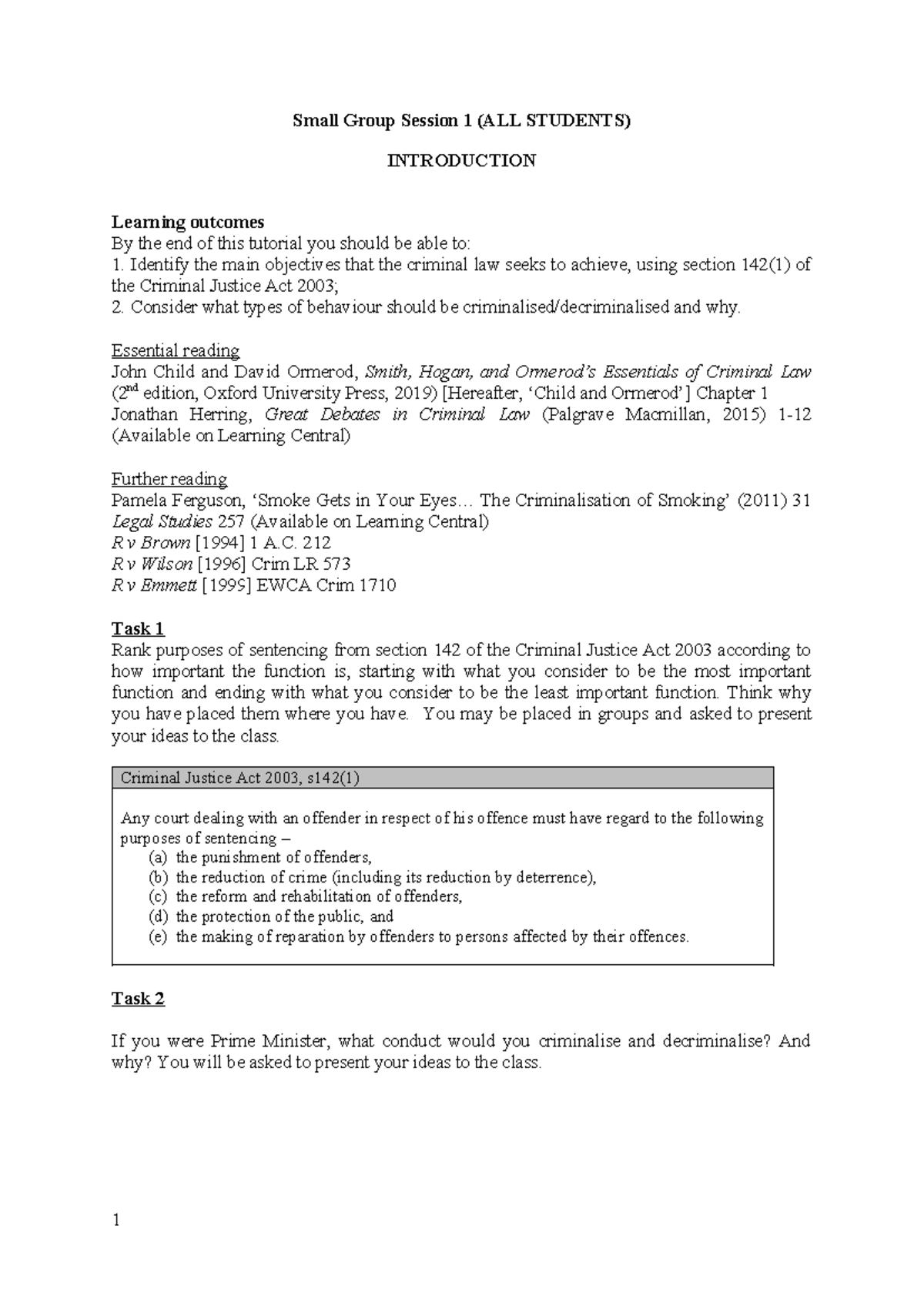 Small Group Session 1 - SGS1 - Small Group Session 1 (ALL STUDENTS ...