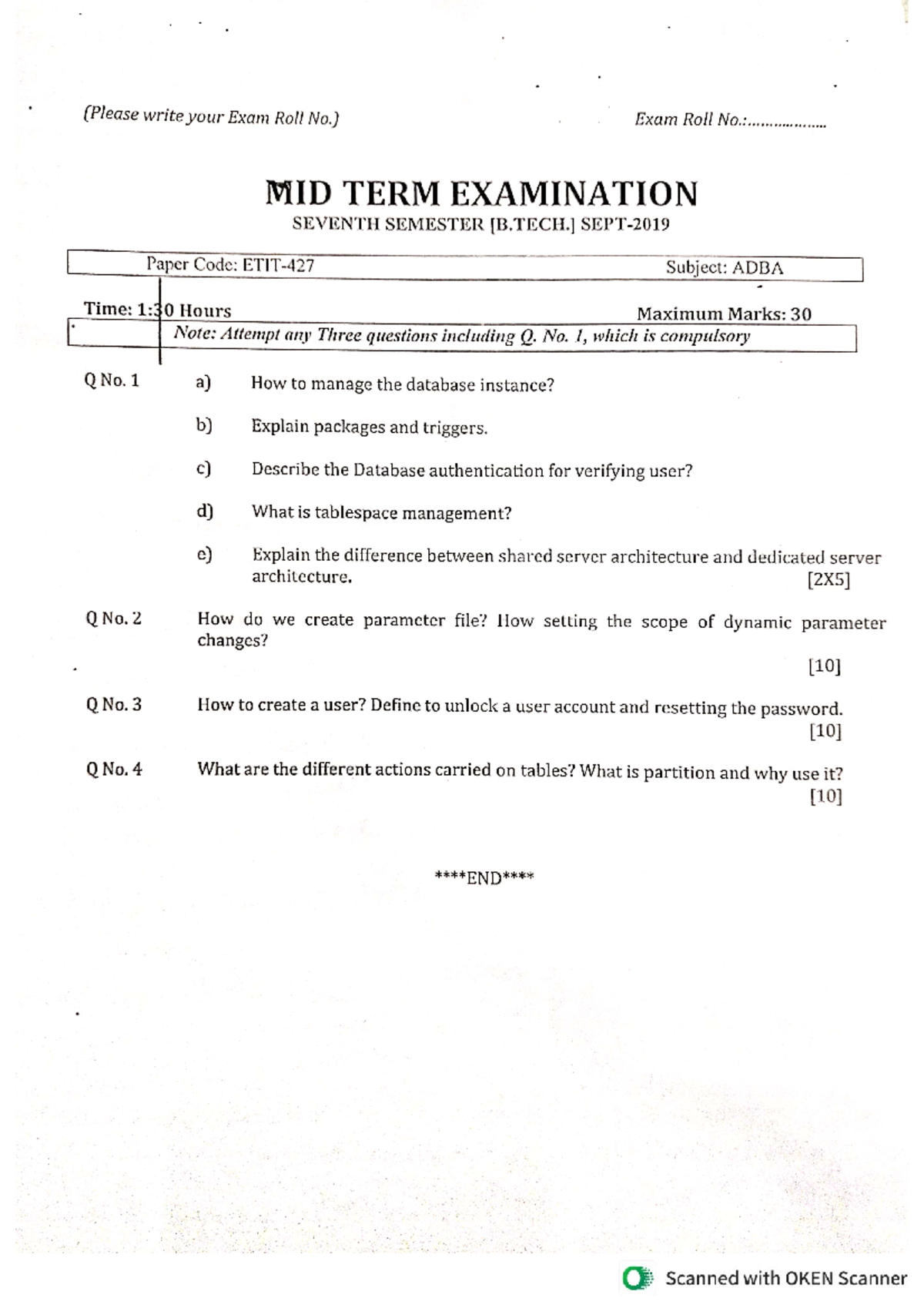 ADBA ETIT427 QP - 875 - Data Structures and Algorithms Design - Studocu