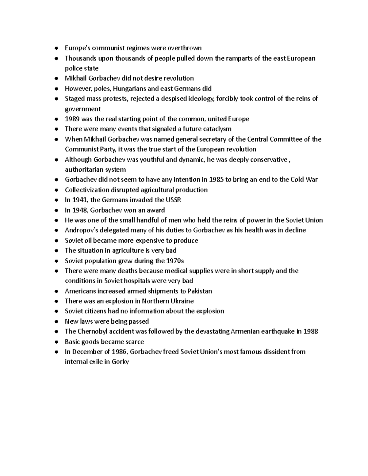 Western Civ Notes Twenty - Europe's communist regimes were overthrown ...