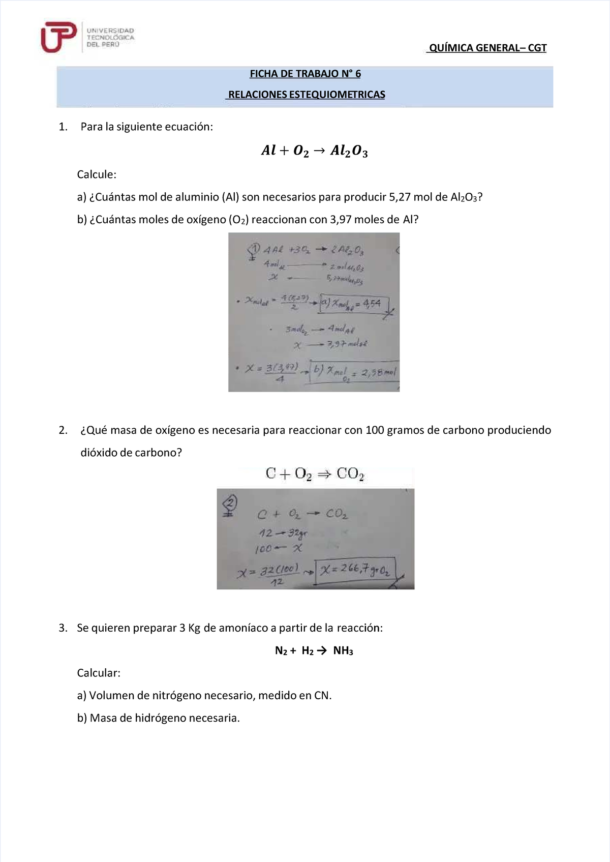 Pdf U4 S6 Ficha De Trabajo 6 Relaciones Estequiometricas 12 Tarea 6