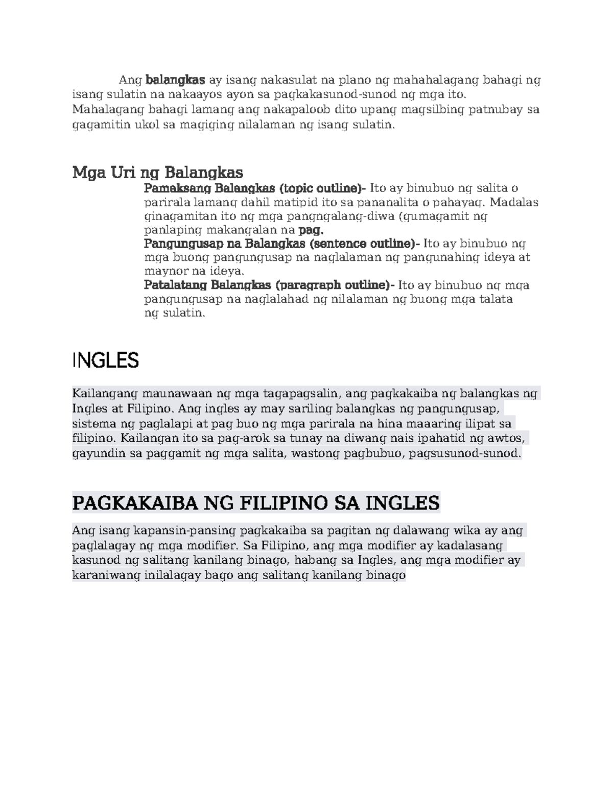 Balangkas - Ang balangkas ay isang nakasulat na plano ng mahahalagang ...
