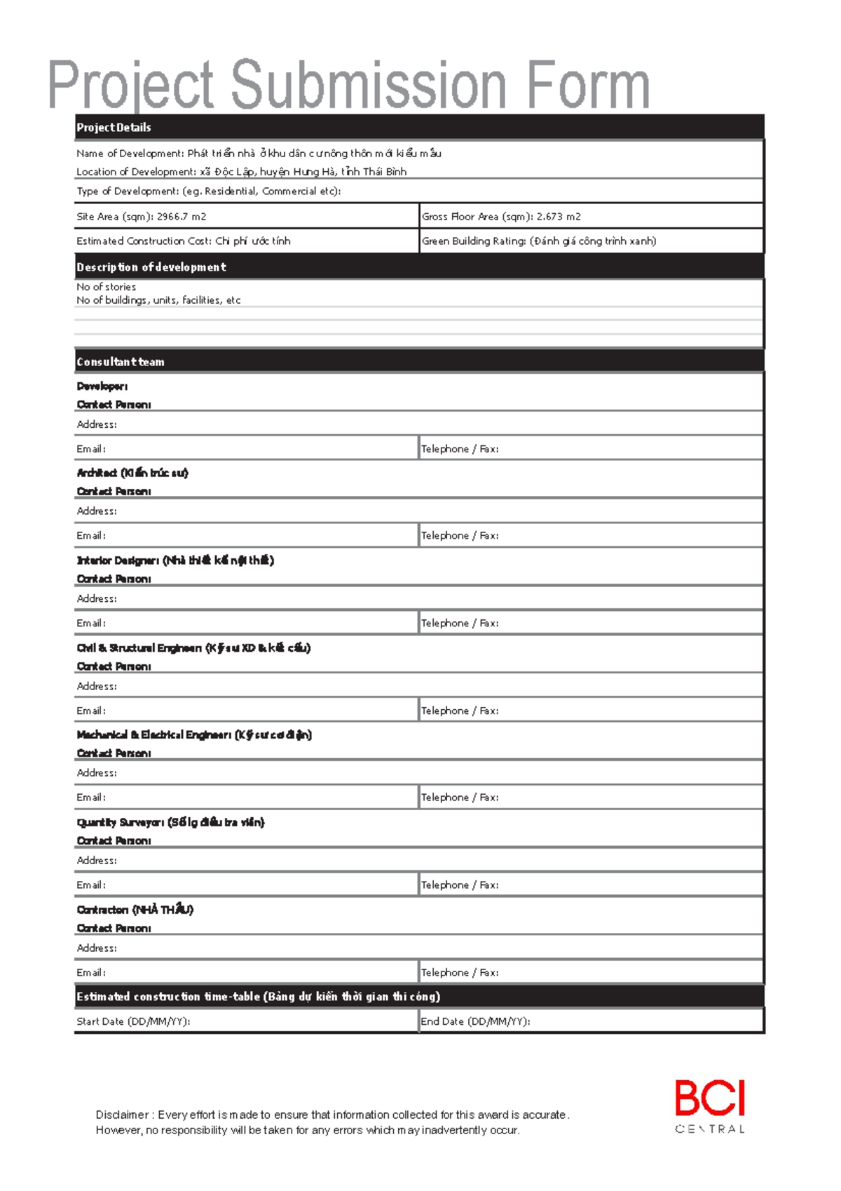 IBL. Top 10 project submission form - Disclaimer : Every effort is made ...