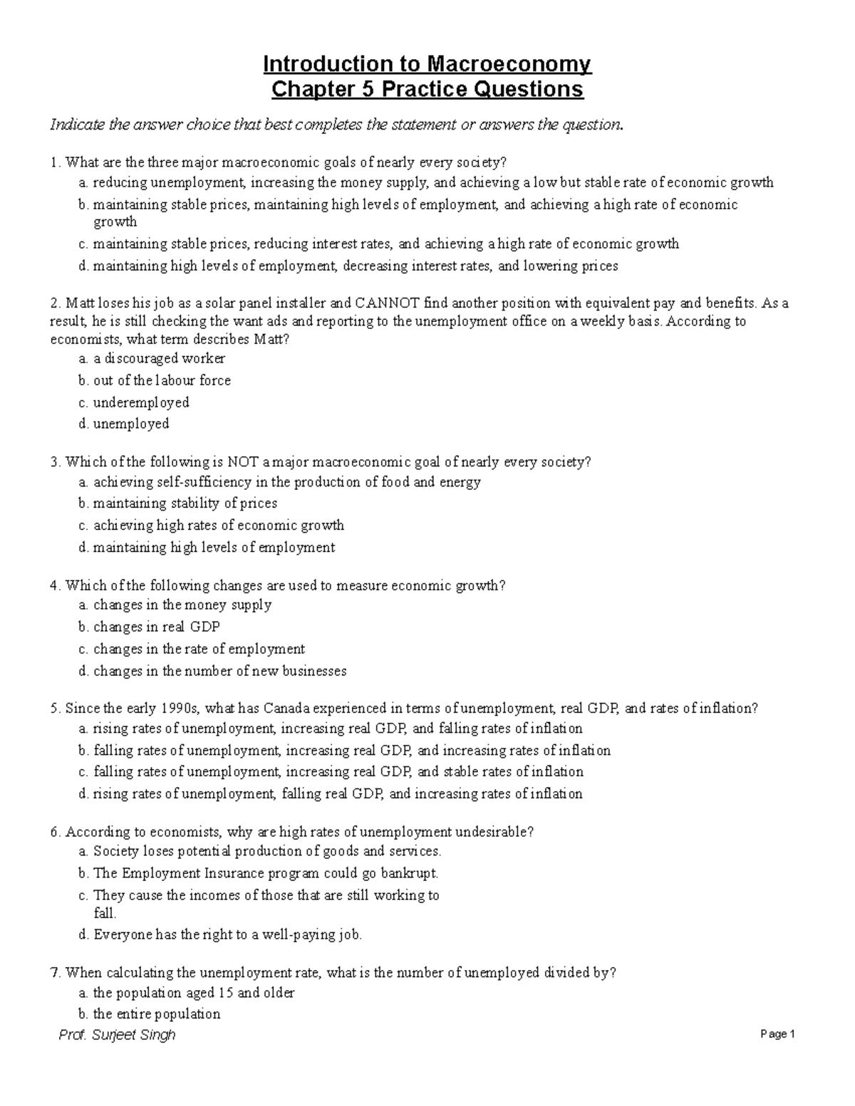 Chapter5_Sample_MCQ's - Introduction to Macroeconomy Chapter 5 Practice ...