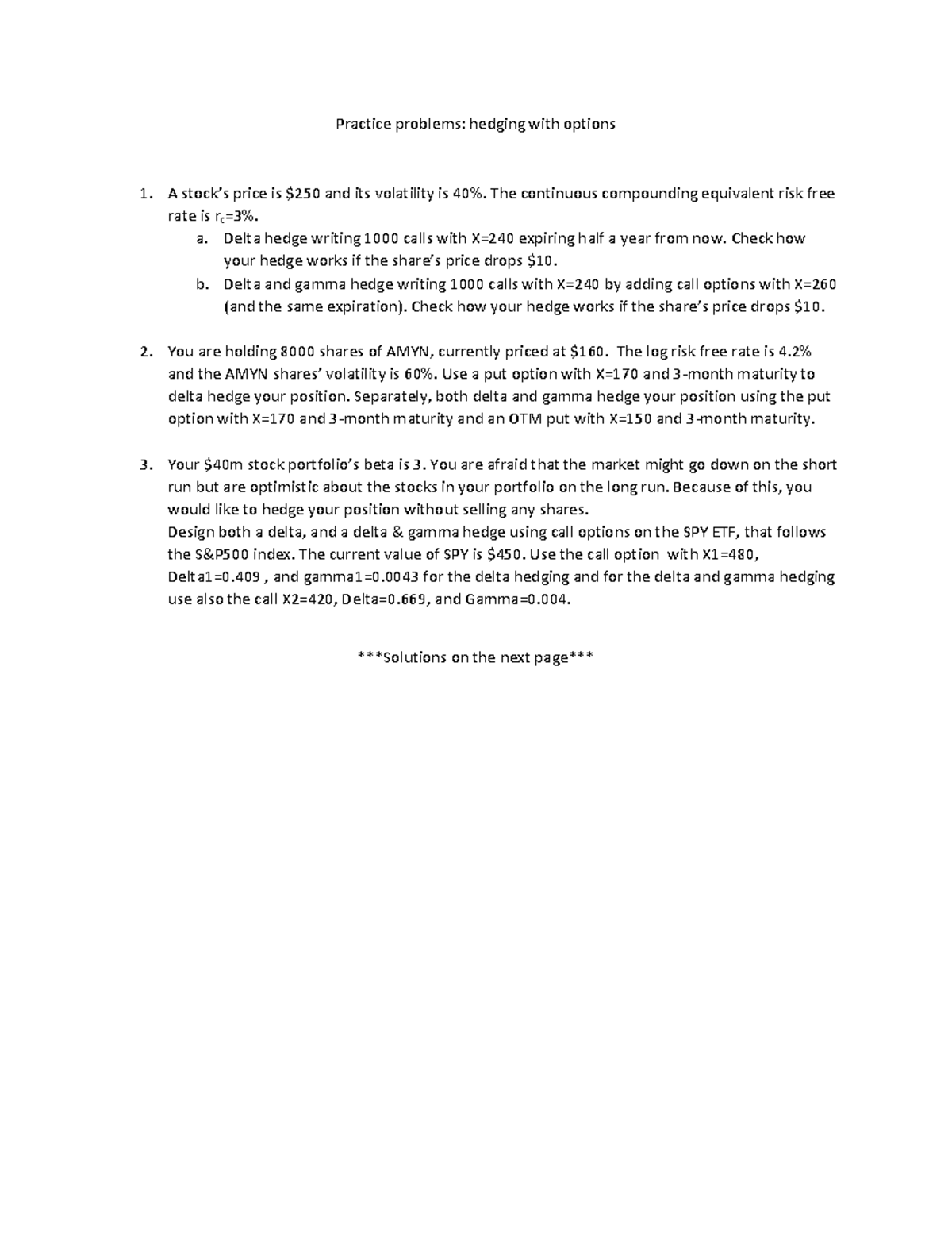 W4 Practice problems hedging with options-1 - Practice problems ...