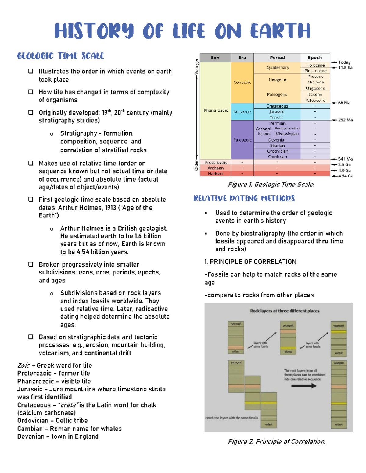 1. History OF LIFE ON Earth (colored) - HISTORY OF LIFE ON EARTH ...