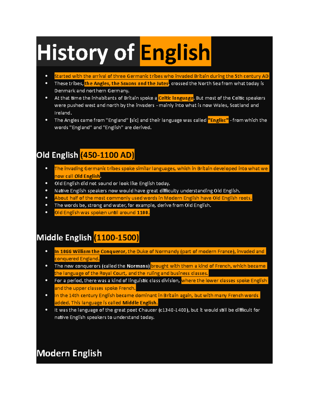 Diginote EAPP-1 - History of English - History of English Started with ...
