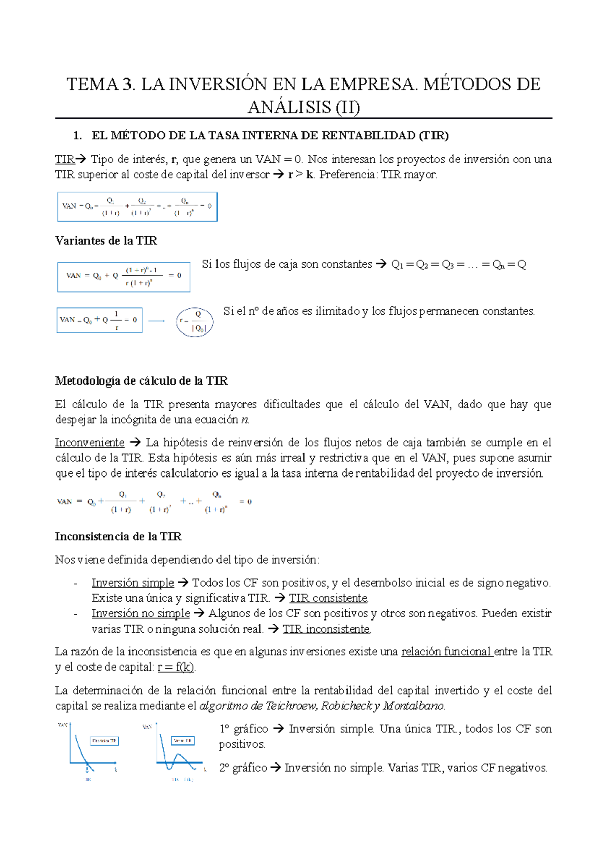 T3. La inversión en la empresa. Métodos de análisis (II) - TEMA 3. LA ...