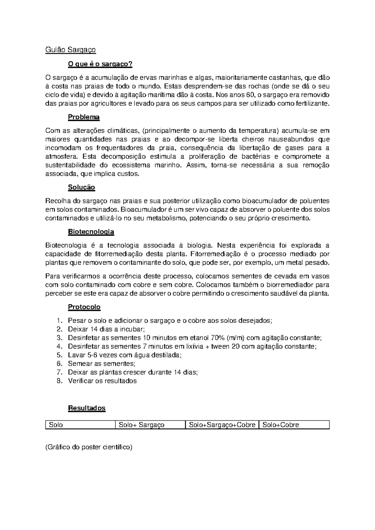 Guião Sargaço - Guião Sargaço O que é o sargaço? O sargaço é a ...