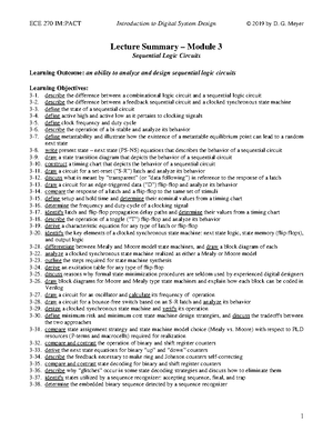 Lecture Summary – Module 2 - Lecture Summary – Module 2 Combinational Logic Circuits Learning ...