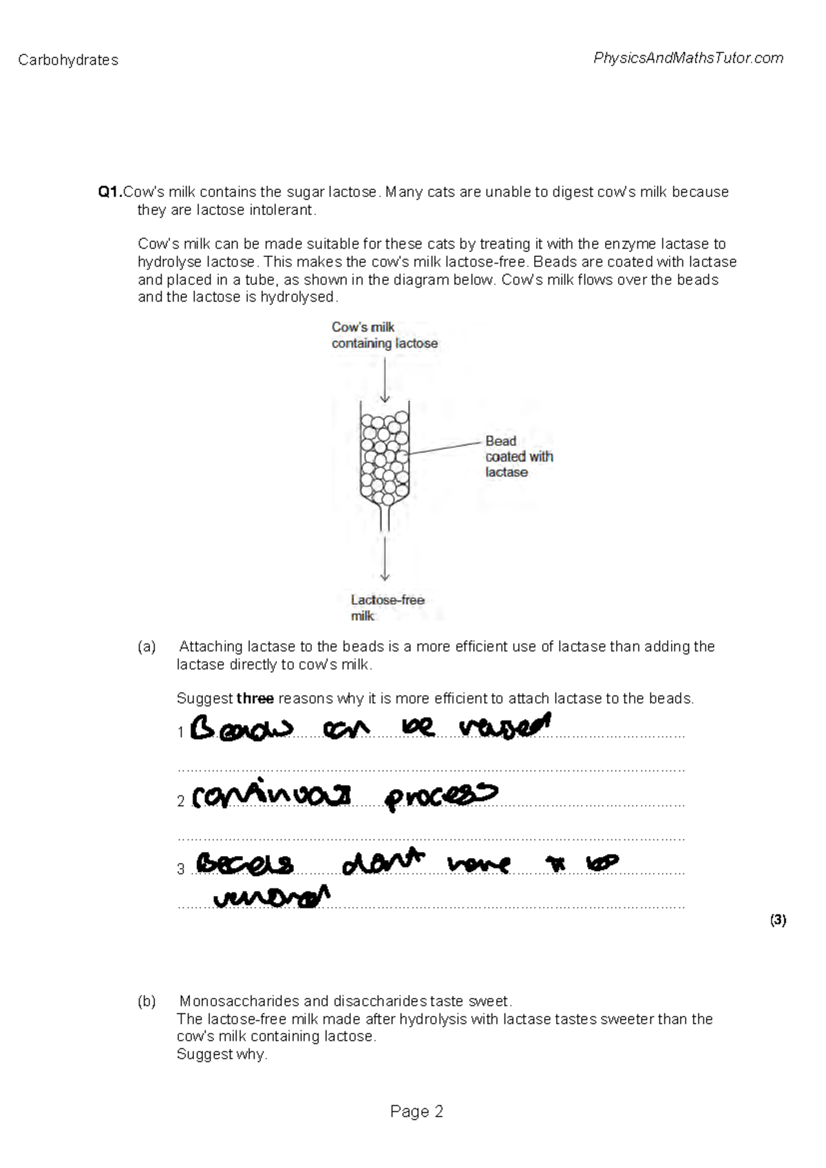 1.2 Carbohydrates QPc very good notes grade 9 - Q1’s milk contains the ...