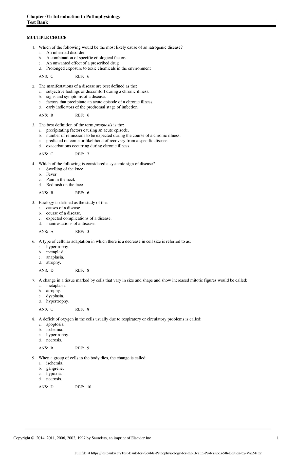 Chapter 01 Introduction to Pathophysiolo - Copyright © 2014, 2011, 2006 ...