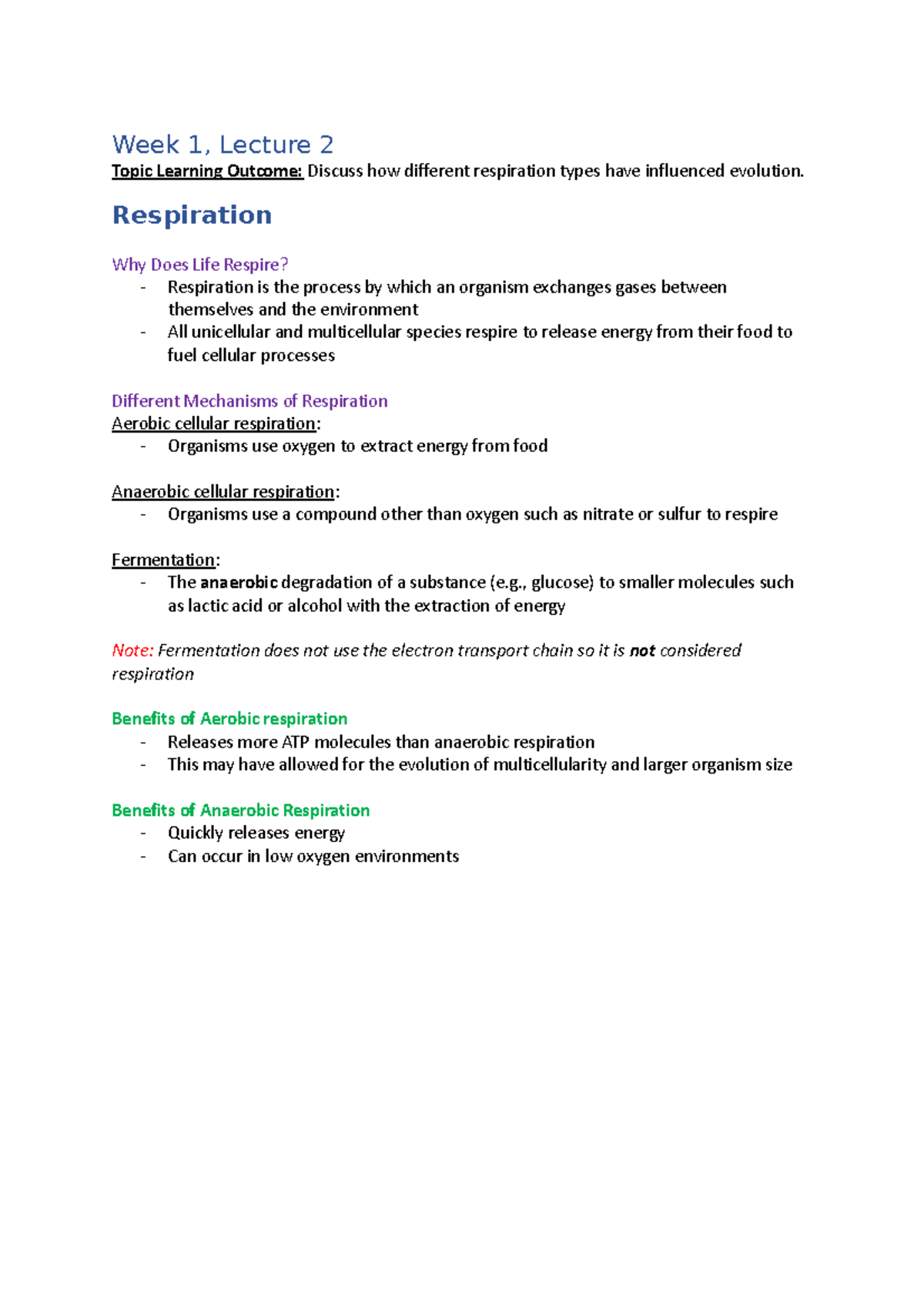 Biology Week 1 Lecture 2 - Week 1, Lecture 2 Topic Learning Outcome: Discuss how different - Studocu