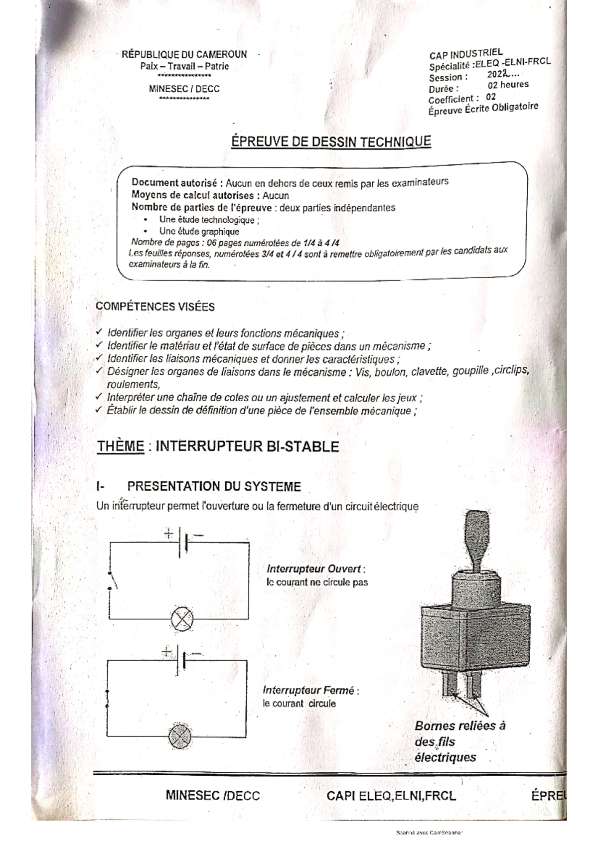 Cap dessin technique 2022 - Épreuve 5 - Studocu