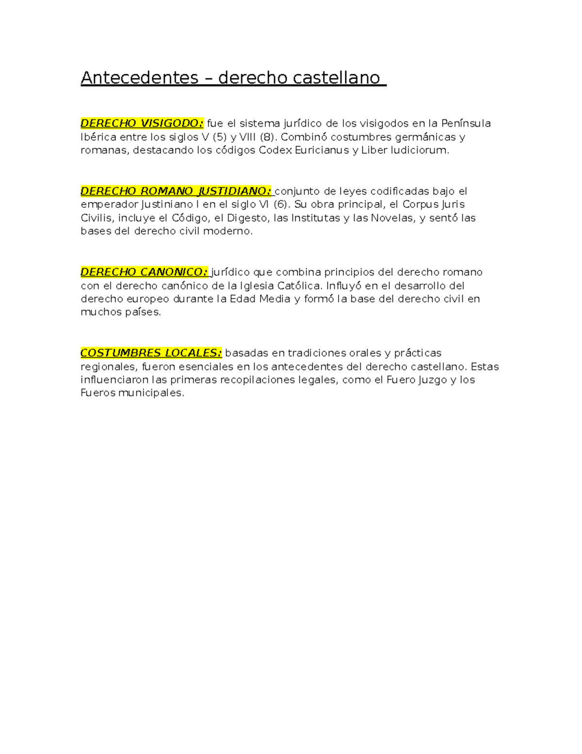 Antecedentes - Derecho Catellano - Antecedentes – derecho castellano ...