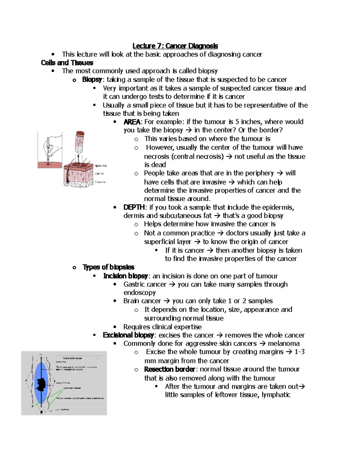 Lecture 7 - cancer diagnosis notes - Lecture 7 : Cancer Diagnosis This ...