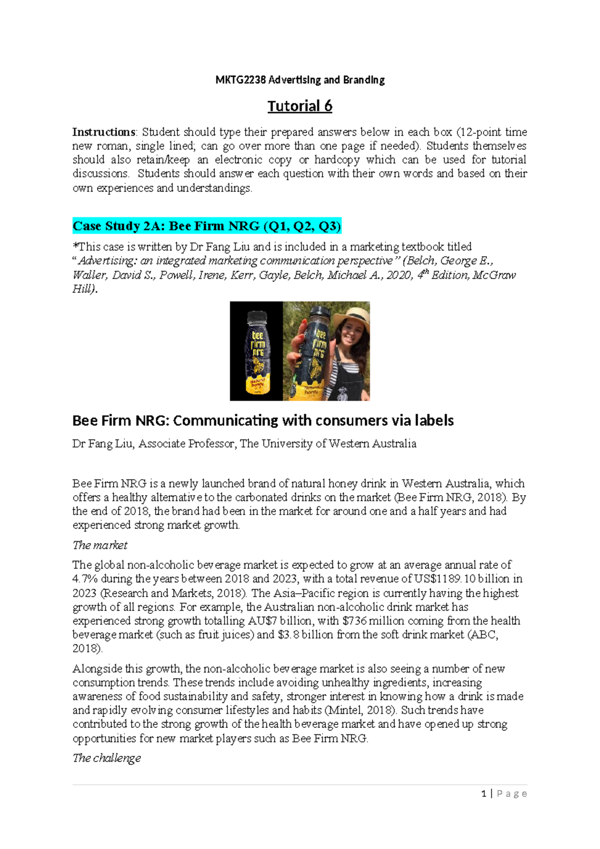 Tutorial 6 completed - MKTG2238 Advertising and Branding Tutorial 6 ...