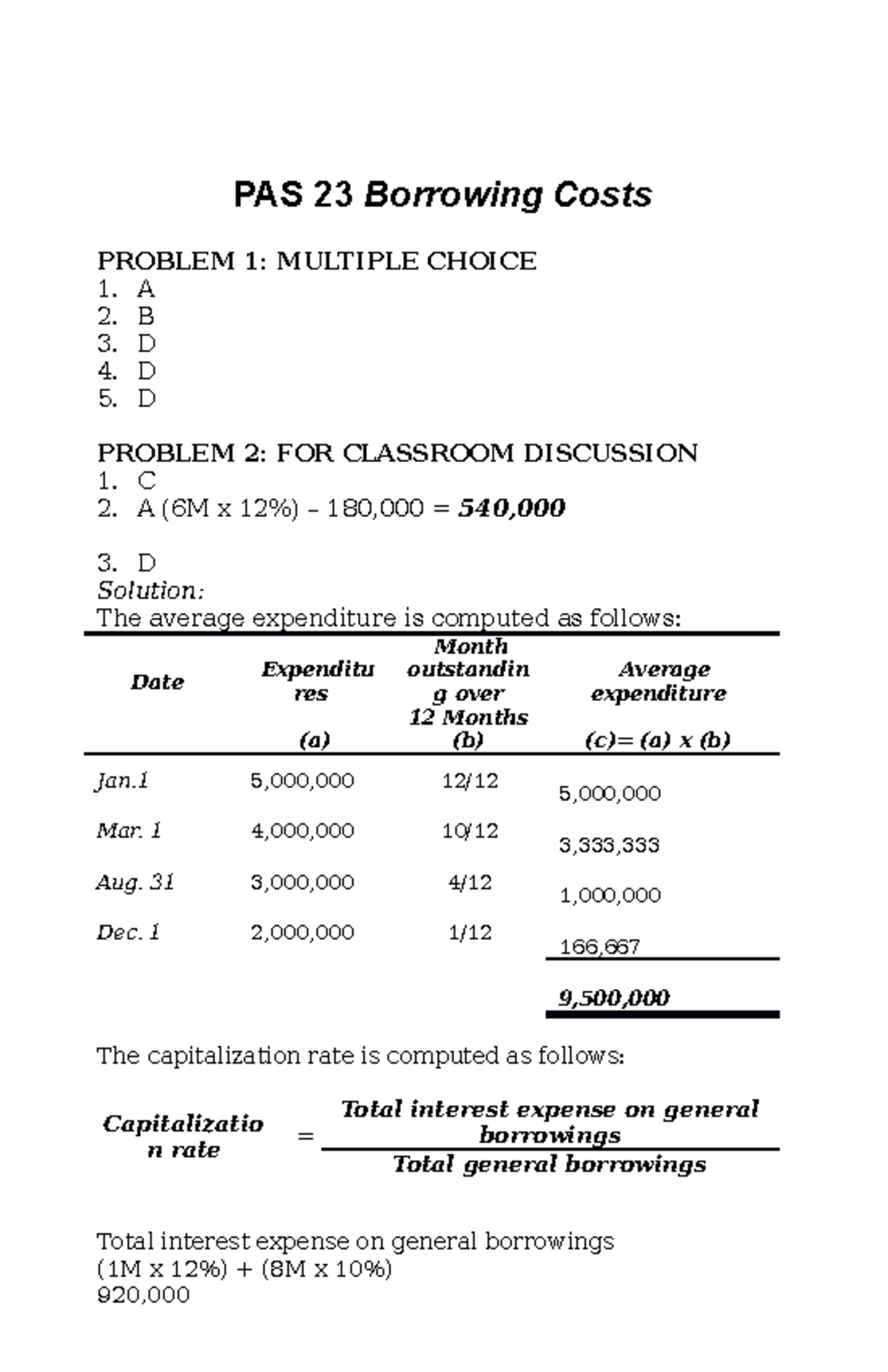 SOL-MAN PAS-23- Borrowing- Costs - PAS 23 Borrowing Costs PROBLEM 1 ...