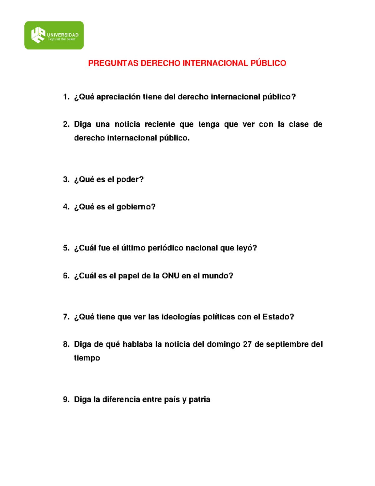 Examen 9 Octubre 2020, preguntas y respuestas - Warning: TT: undefined function: 32 PREGUNTAS ...