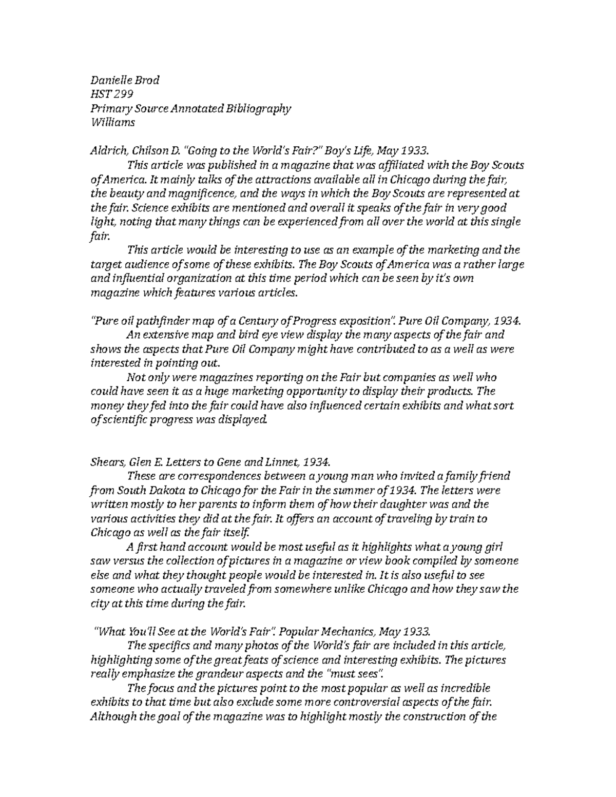 Primary Source Annotated Bibliographt - to the Life, May 1933. This ...