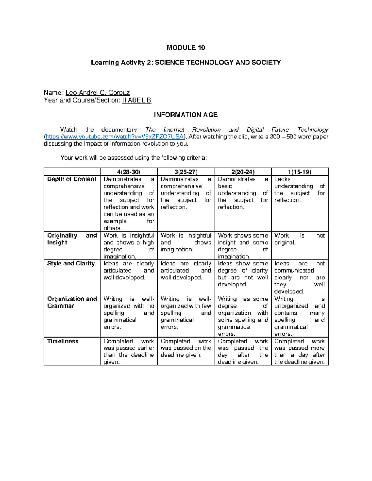Module 10 Learning Activity 2: Information Age Essay - MODULE 10 ...