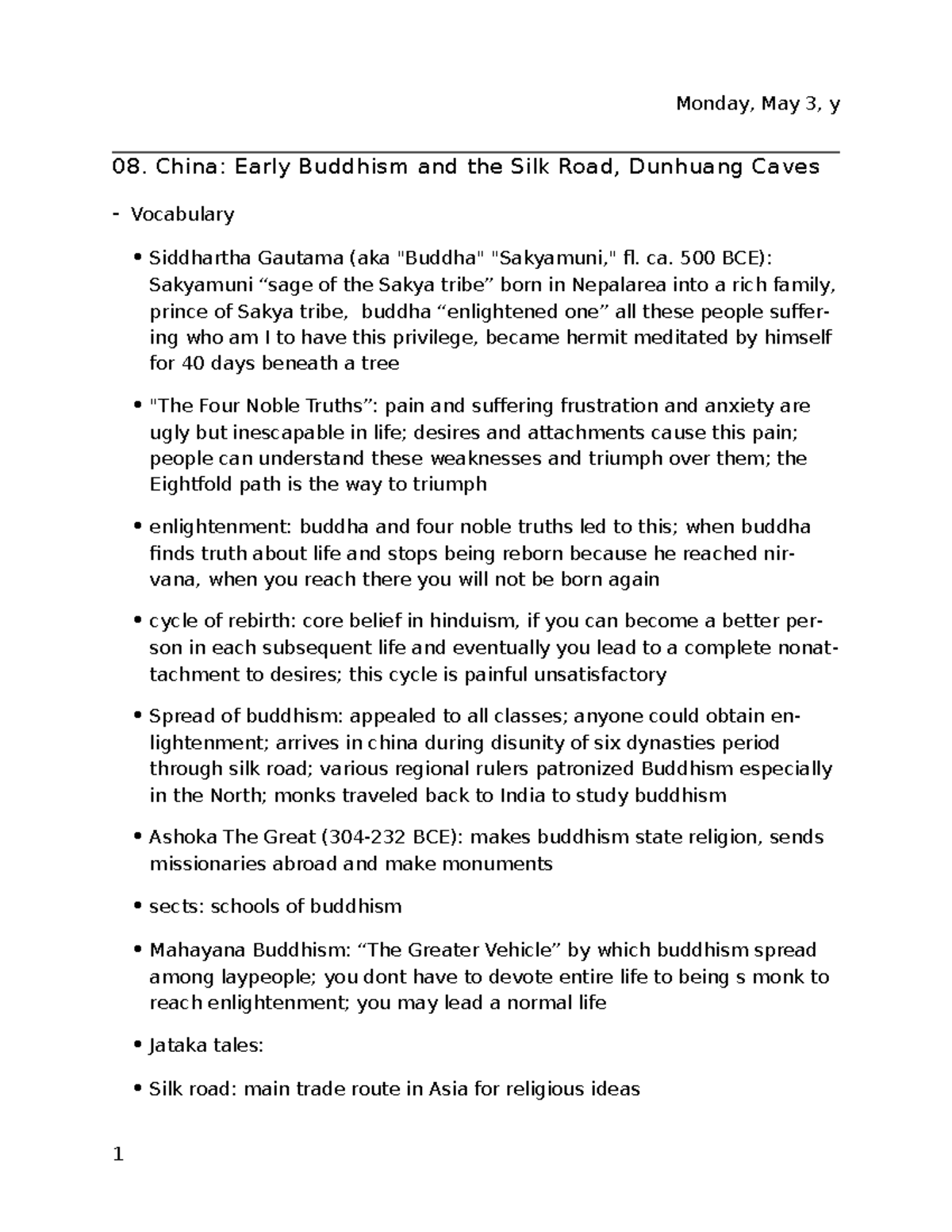 Notes 9:17 - 08. China: Early Buddhism and the Silk Road, Dunhuang ...