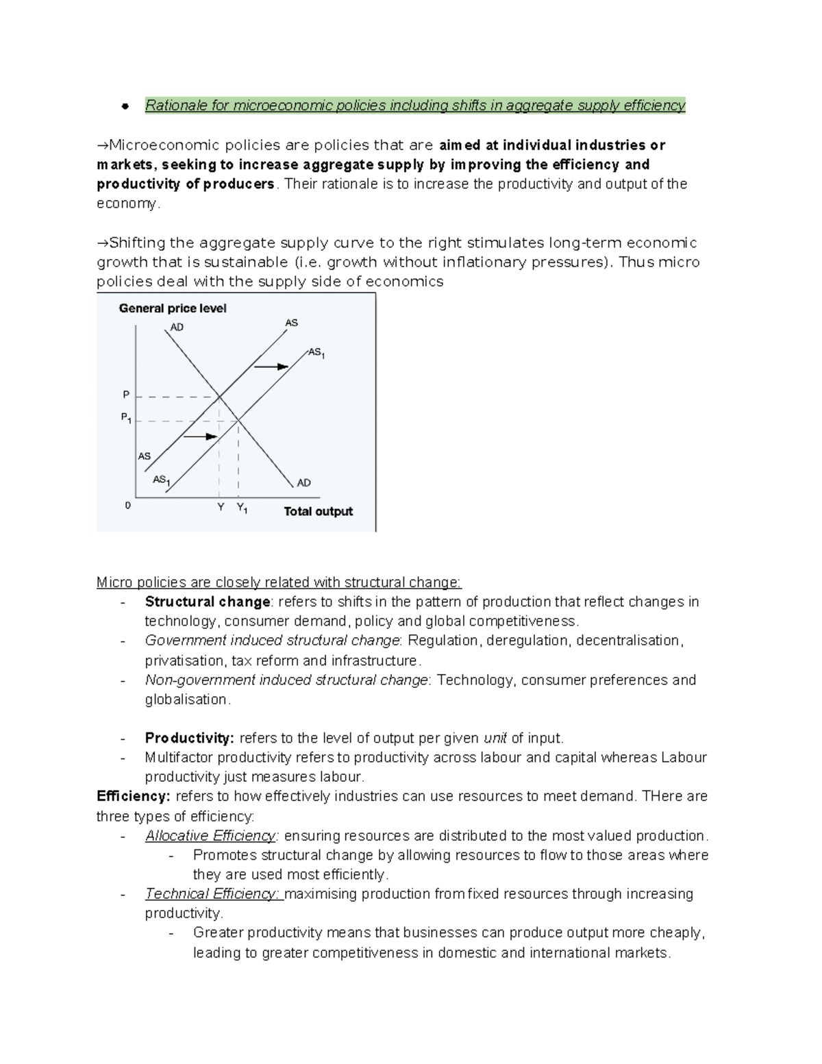Micro economics - Rationale for microeconomic policies including shifts ...