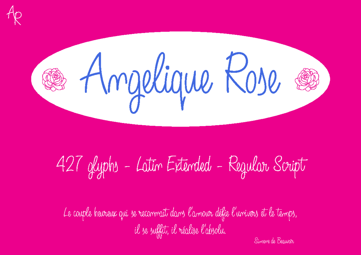 Angelique rose script font - AR 427 glyphs - Latin Extended - Regular ...