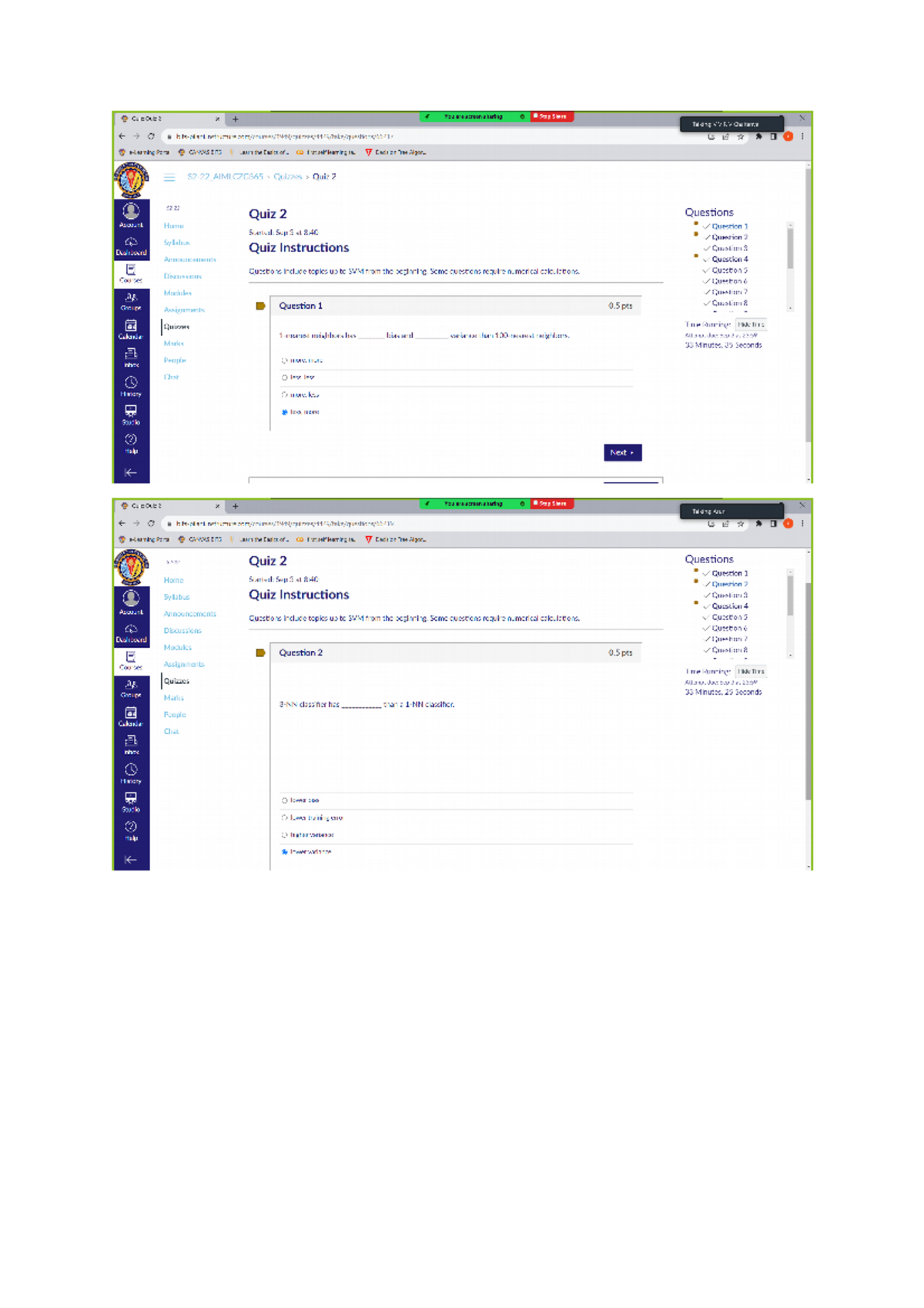 ML quiz 2022 2023 - Machine Learning - Studocu