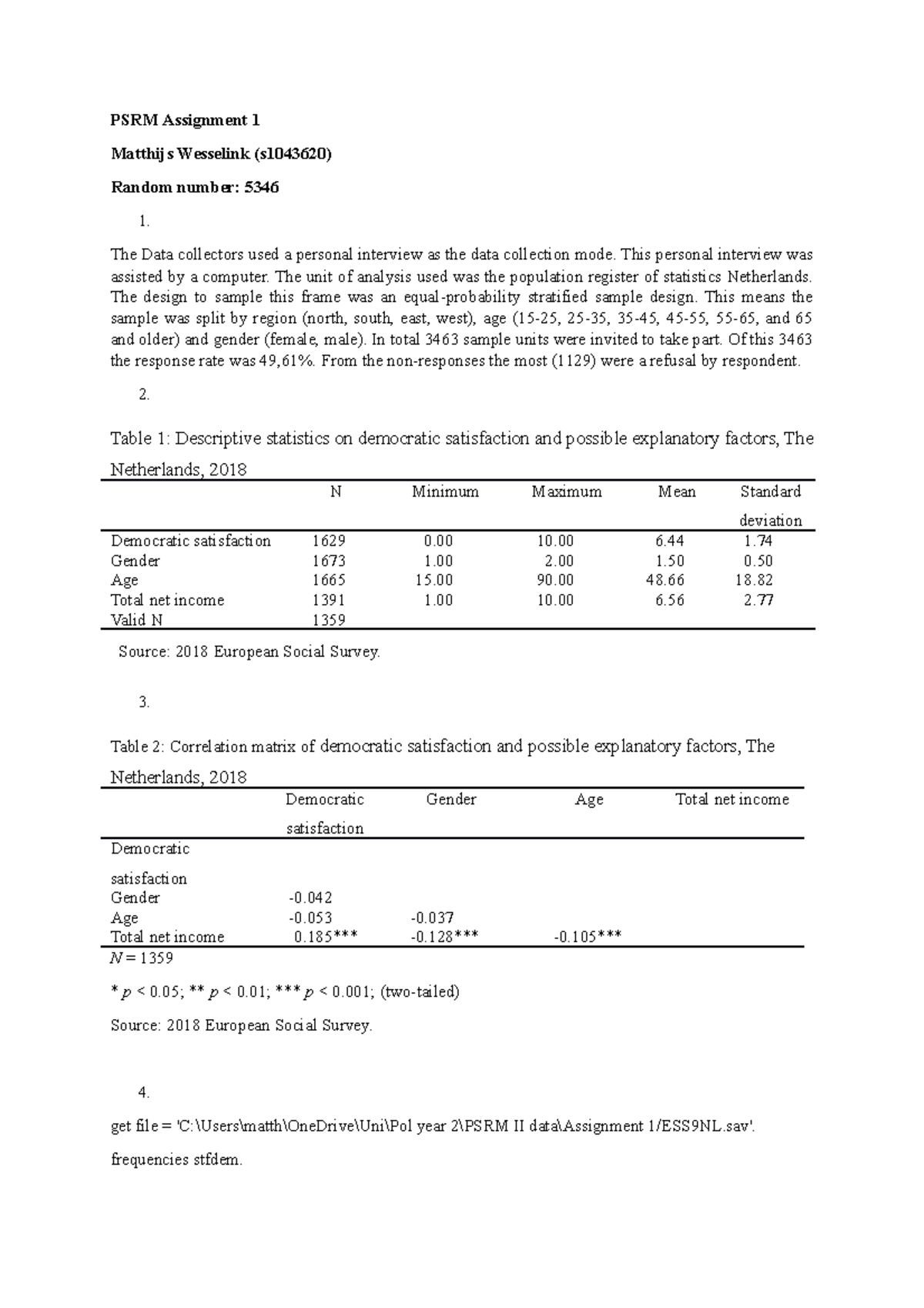 PSRM II Assignment 1 2020-2021 - PSRM Assignment 1 Matthijs Wesselink (s1043620) Random number ...