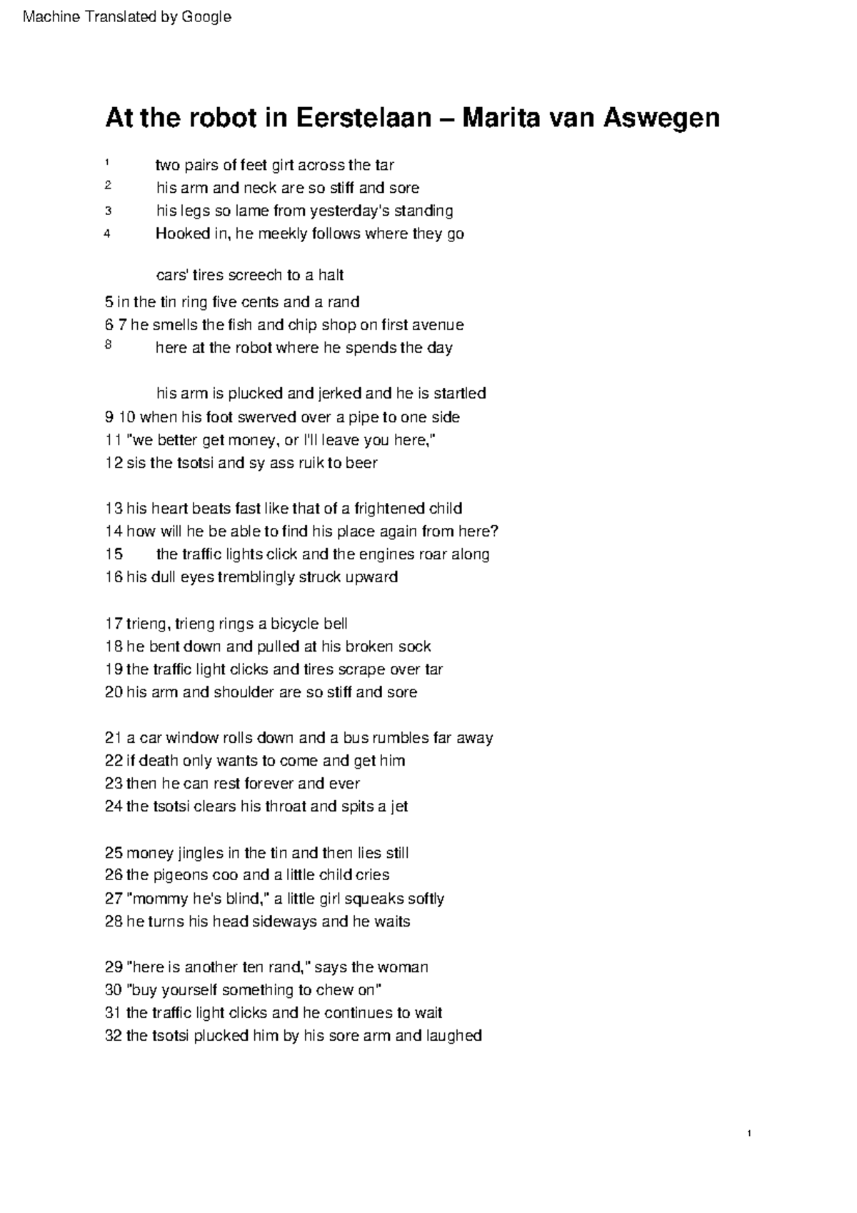 By die robot in Eerstelaan notes (portal) english - 1 two pairs of feet ...