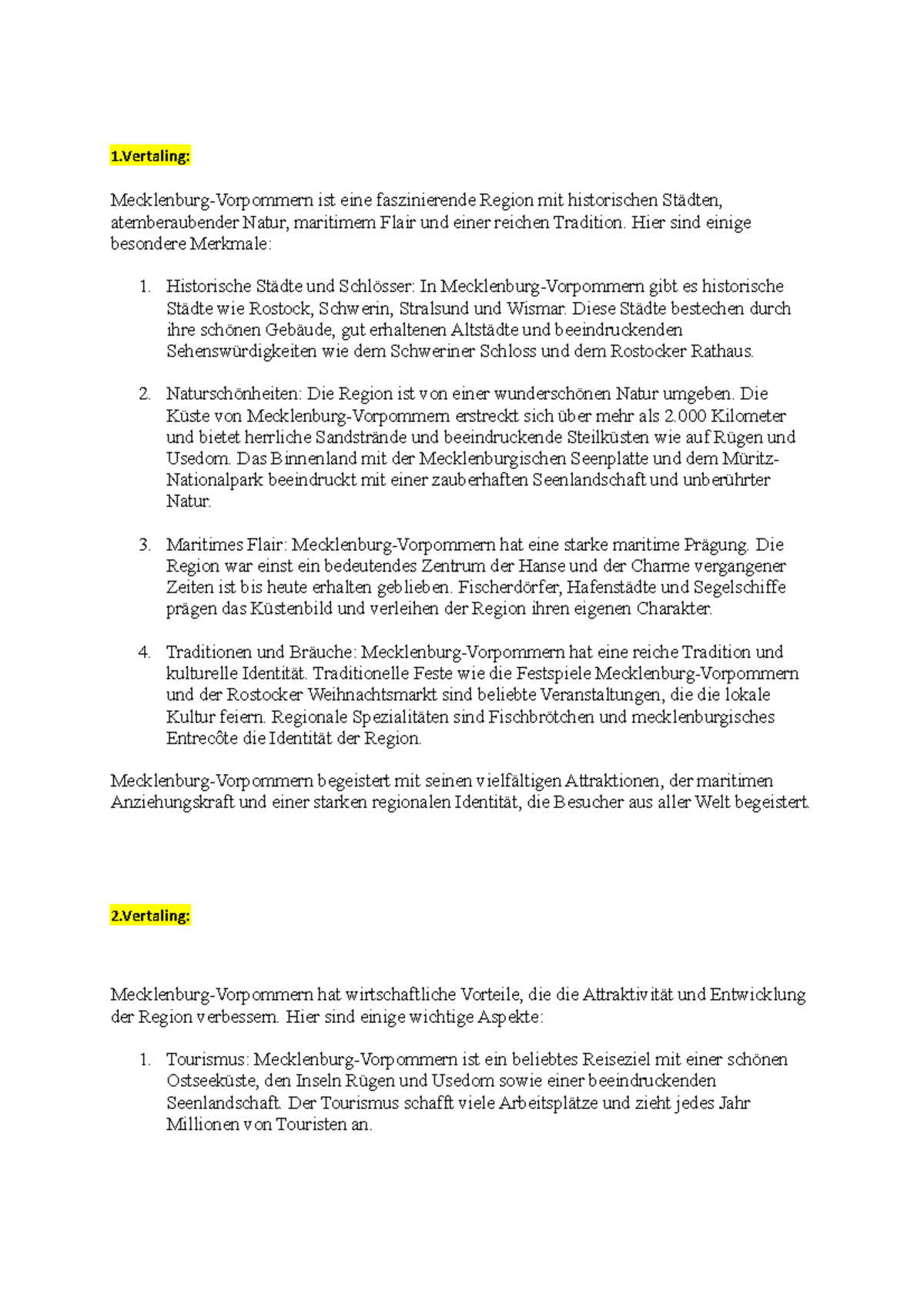 Tekst duits Gust voor presentatie 1 - 1: Mecklenburg-Vorpommern ist ...