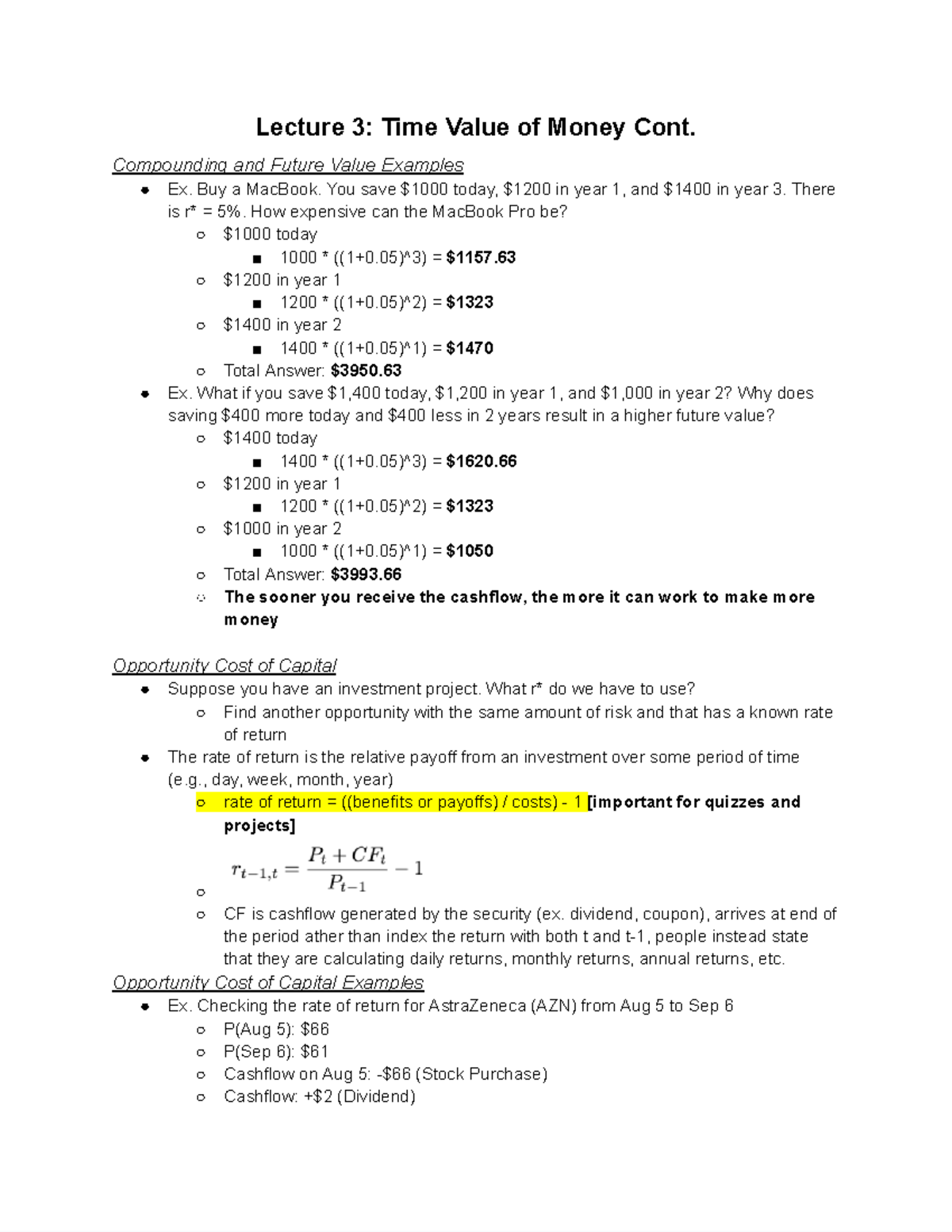 Time Value of Money (Continued) - Lecture 3: Time Value of Money Cont ...