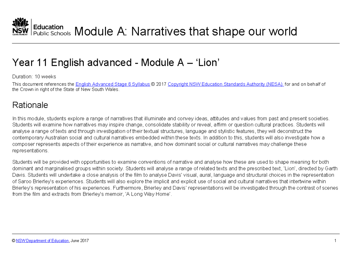 11 ADV Lion Module A 2024 - Module A: Narratives that shape our world ...