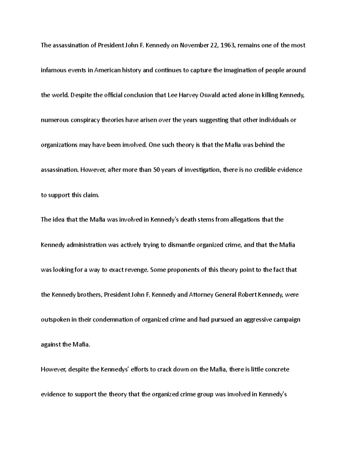 CT23 - notes - The assassination of President John F. Kennedy on ...