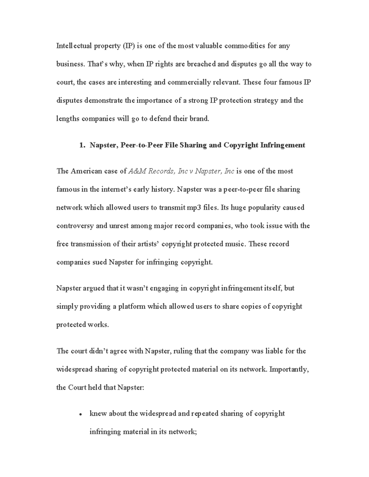 IP Analysis - Key cases and principles that have been extracted from ...