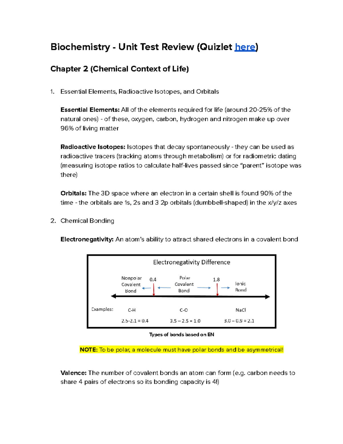 Biochemistry Test Review - Biochemistry - Unit Test Review (Quizlethere ...