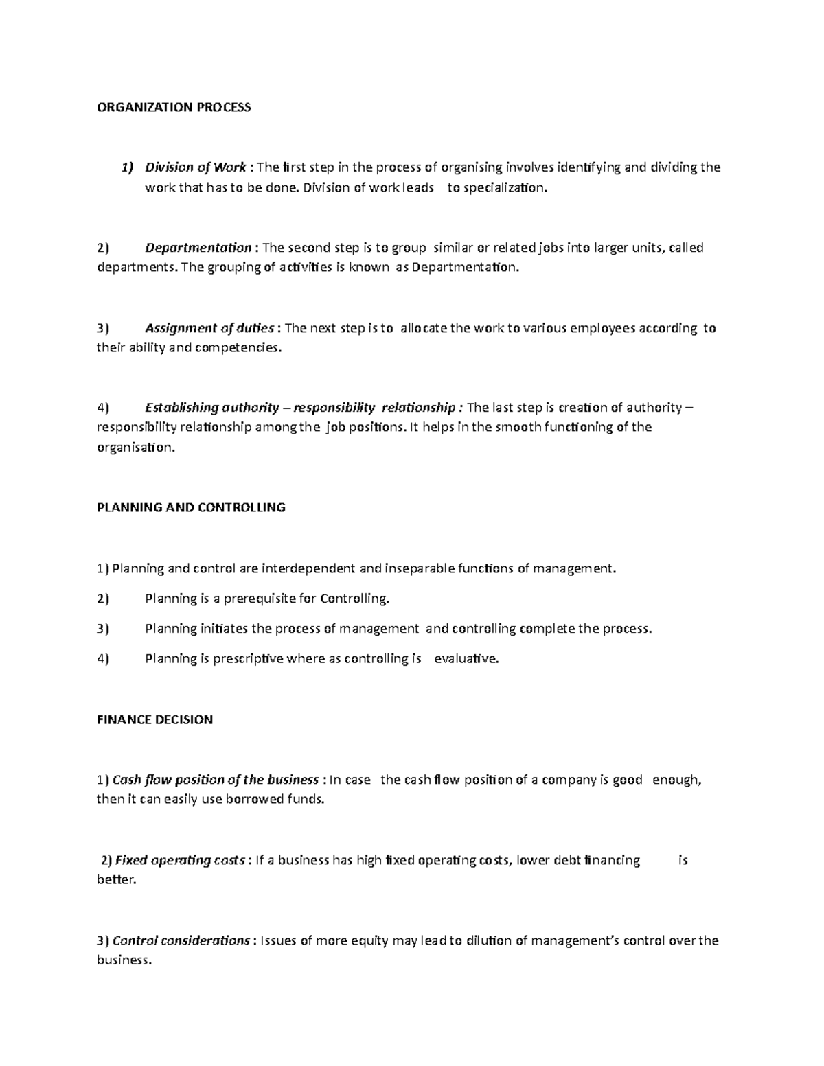 Organisation process - Business studies - ORGANIZATION PROCESS Division ...