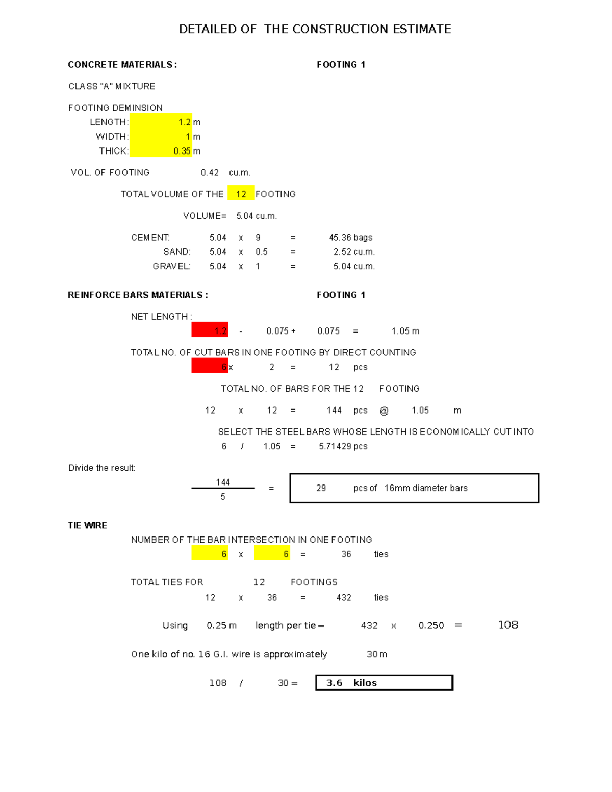 Estimates-2142332 - DETAILED OF THE CONSTRUCTION ESTIMATE CONCRETE ...