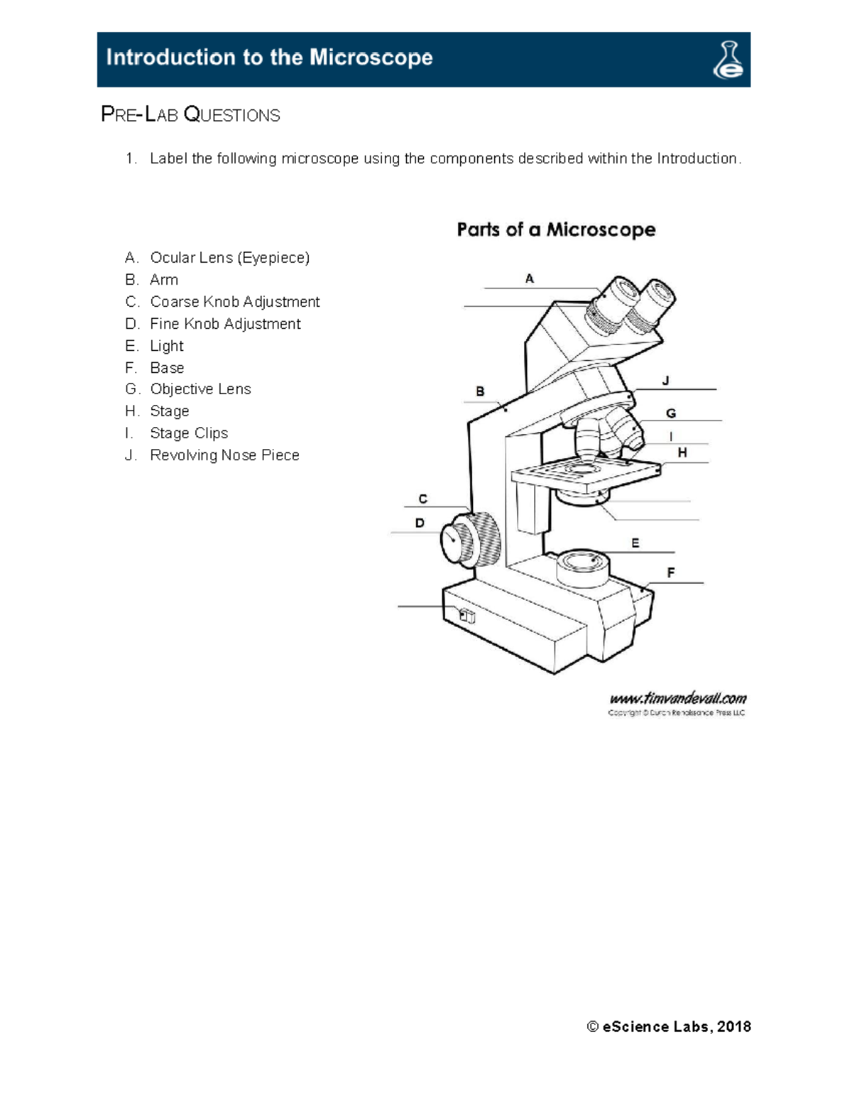 Lab 5 Workbook - lab 5 - PRE-LAB QUESTIONS Label the following microscope using the components ...