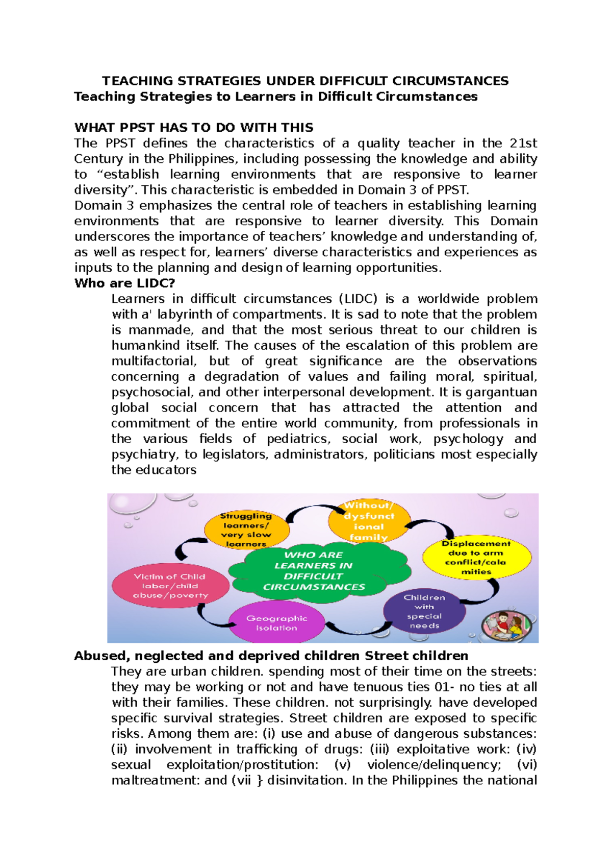 Teaching Strategies Under Difficult Circumstances - TEACHING STRATEGIES ...