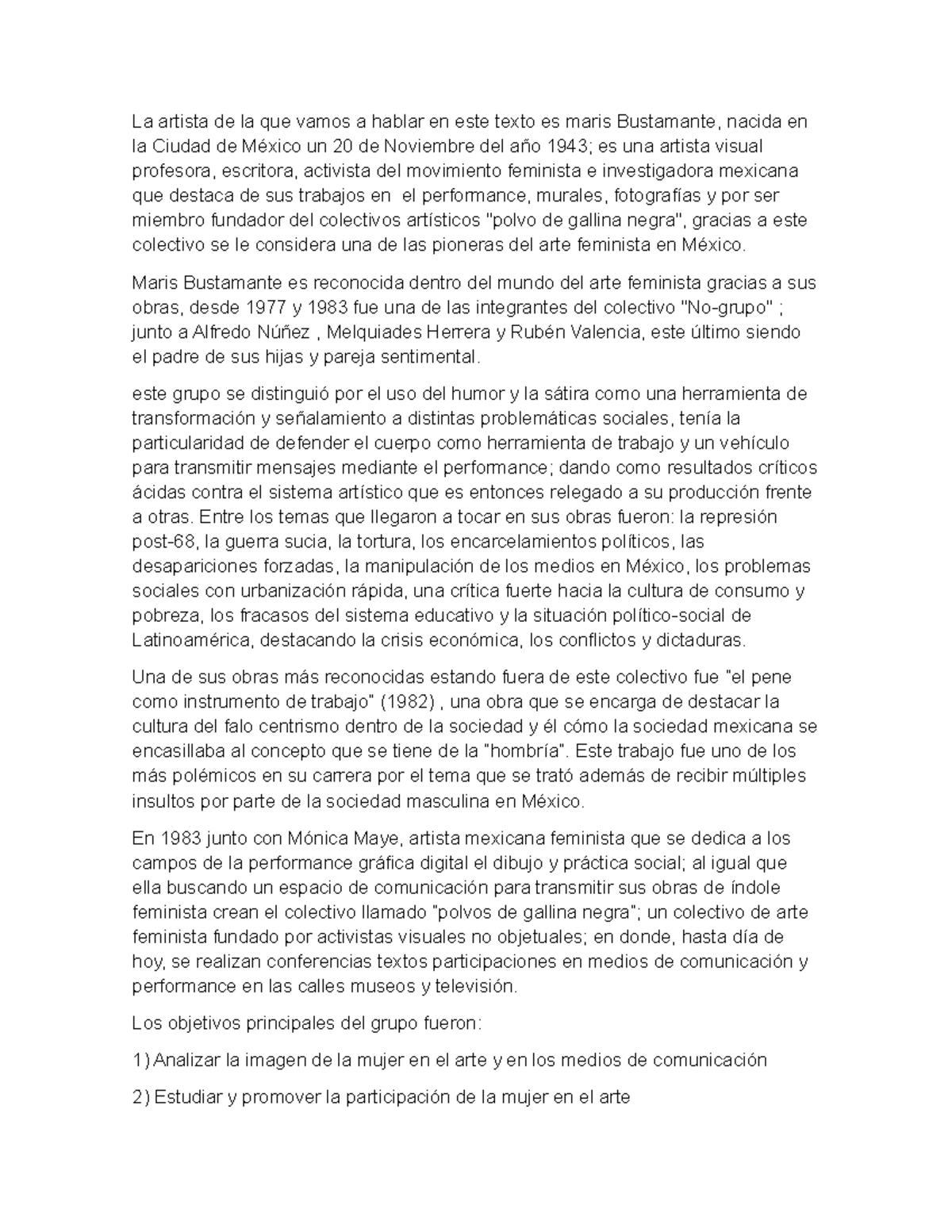 Maria Bustamante - investigacion de artista latinoamericano - La ...
