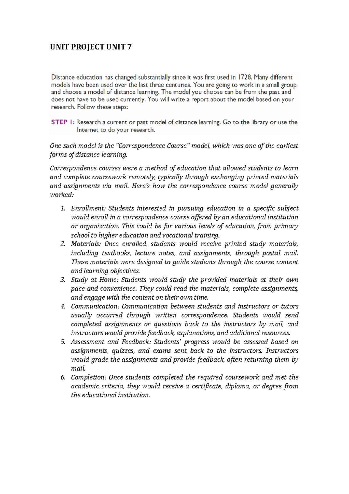 UNIT Project UNIT 7 - Lorena Andrade - UNIT PROJECT UNIT 7 One such ...