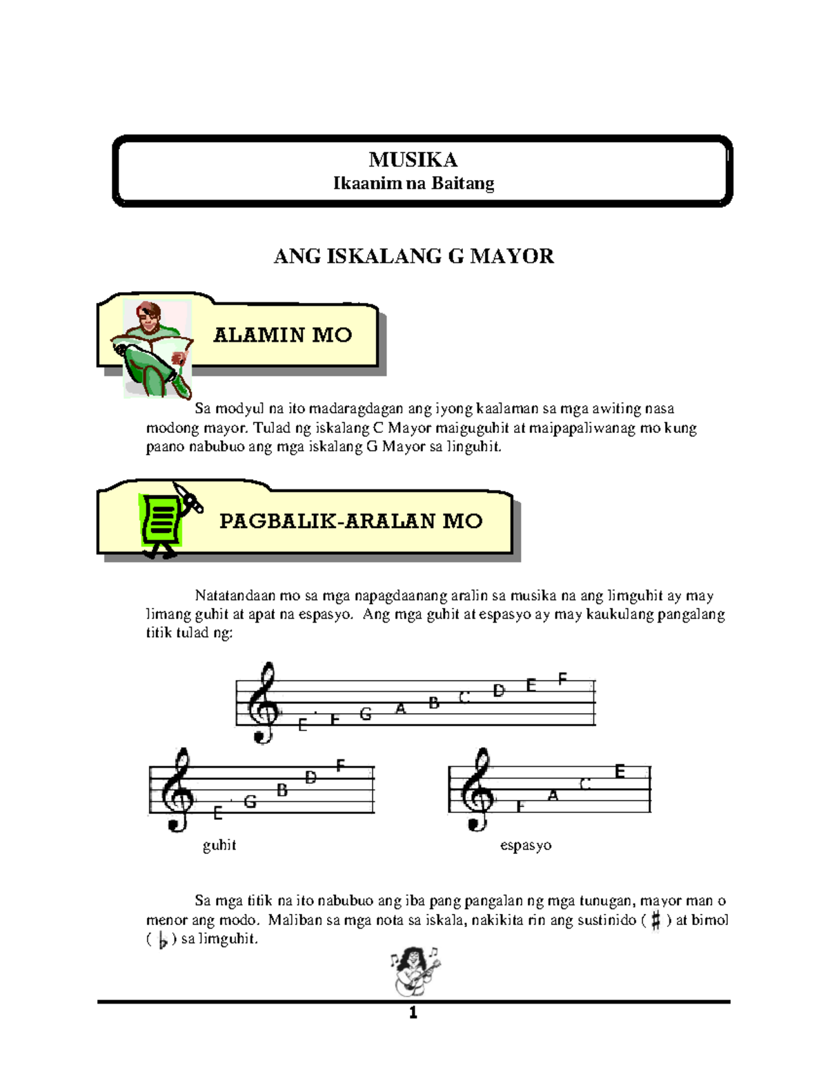 Ang mga Iskalang G Mayor - MUSIKA Ikaanim na Baitang ANG ISKALANG G ...