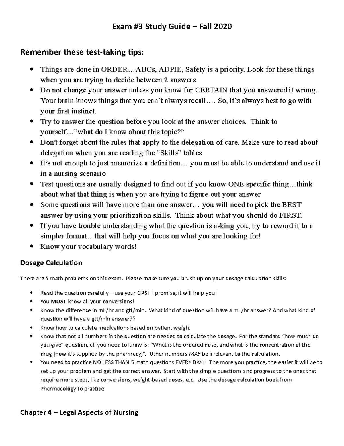 Exam #3 Study Guide - ch 4 5 44 50 51 - Exam #3 Study Guide – Fall 2020 ...