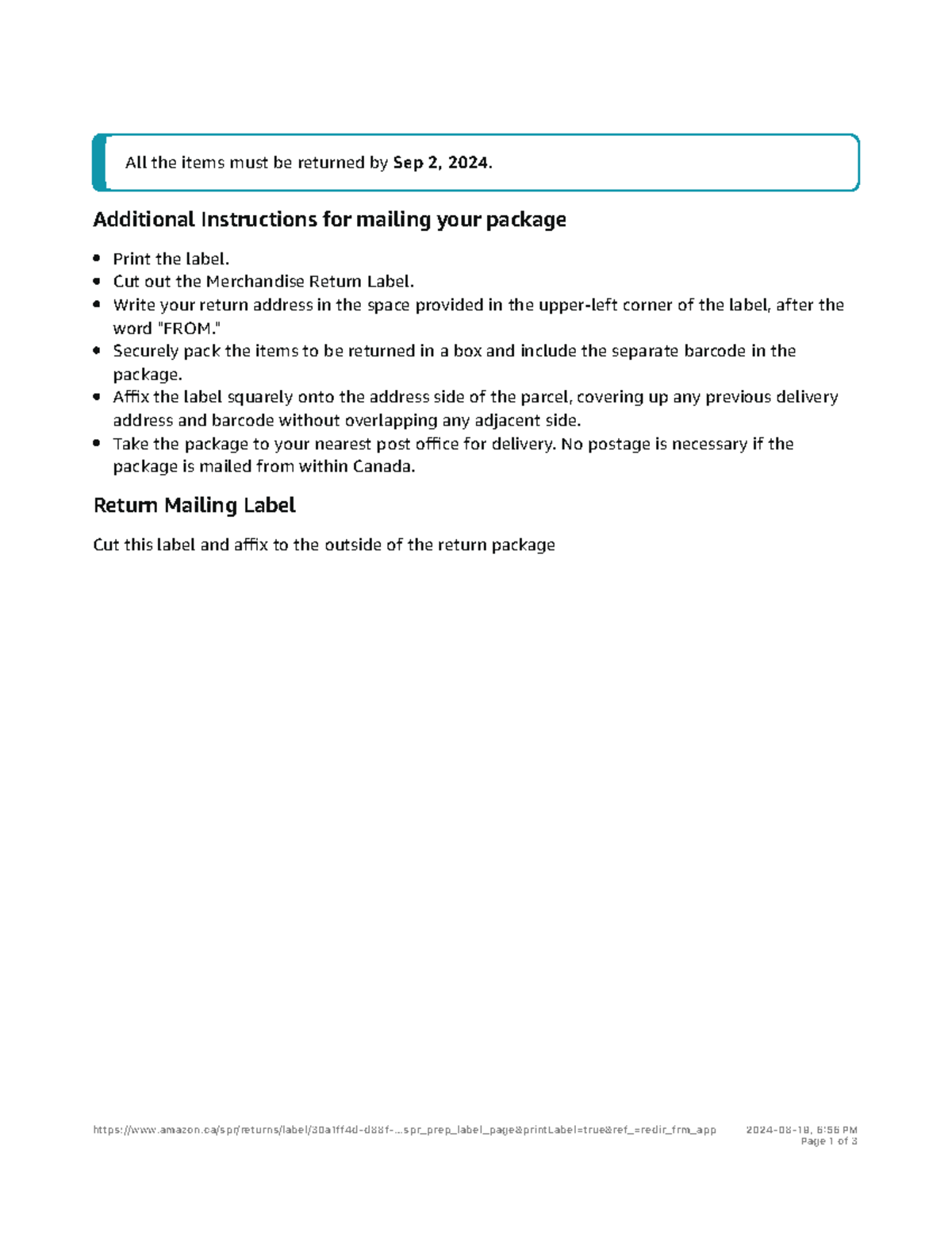 Screenshot 2024-08-20 at 5.00.04 PM - Additional Instructions for mailing your package Print the ...